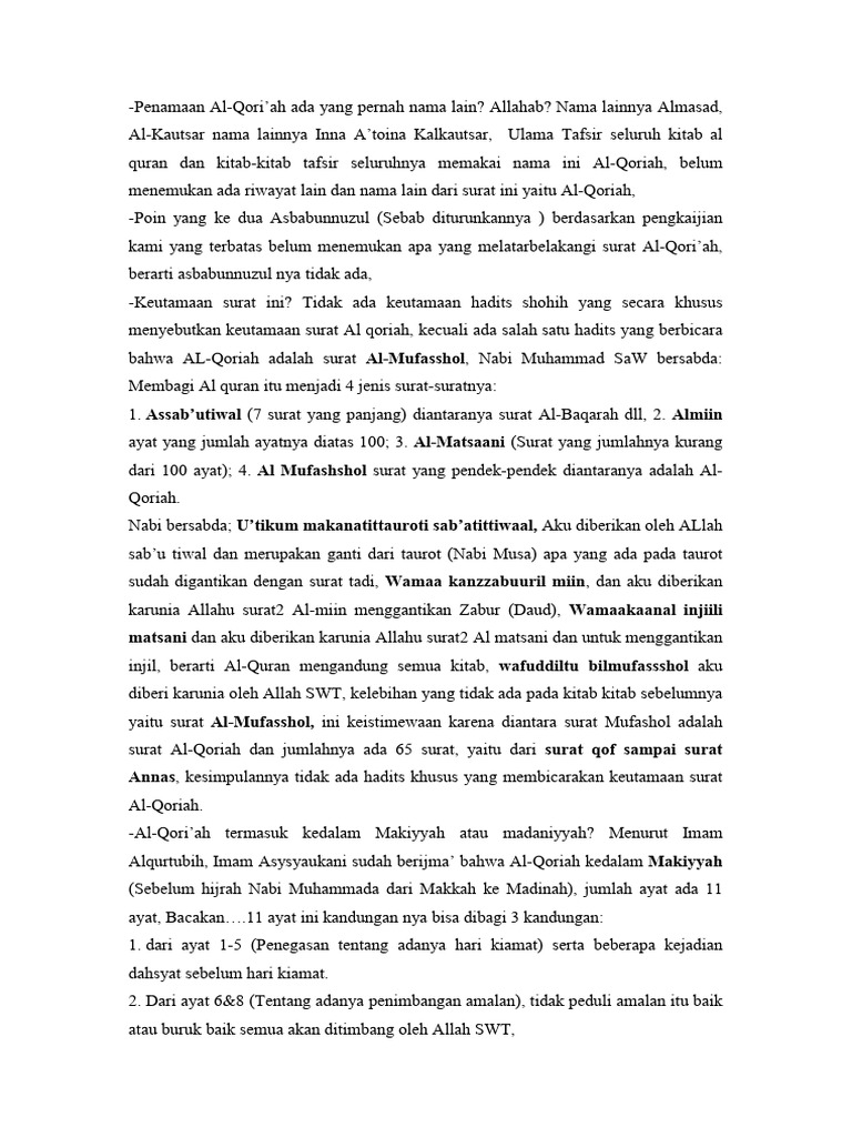 Al Qori'ah | PDF