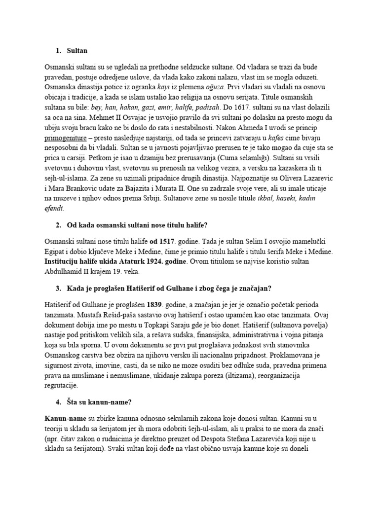 Ispit Istorija Turske Kulture | PDF