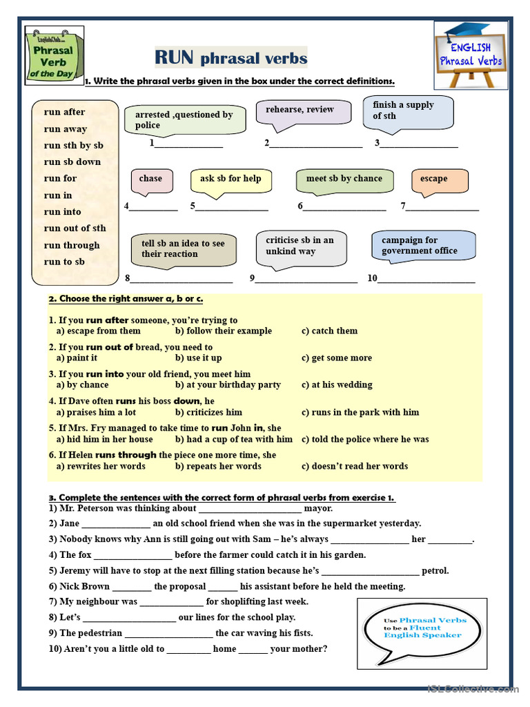 Phrasal Verbs with "Run" Exercises | PDF