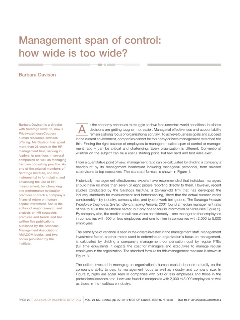 Management Span of Control | PDF | Employment | Strategic Management