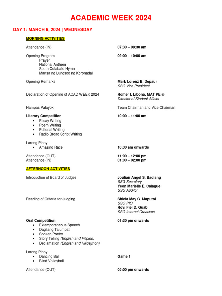 Academic Week 2024 Programme | PDF