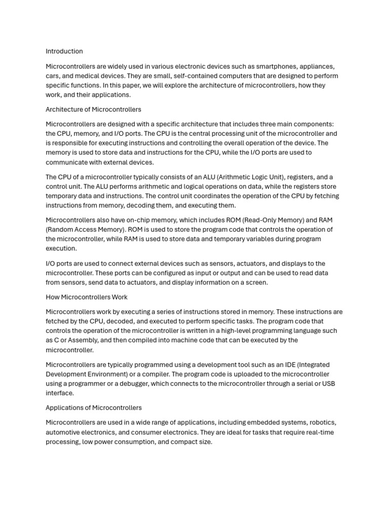 Chapter 3 Notes ENGR290 | PDF | Microcontroller | Central Processing Unit