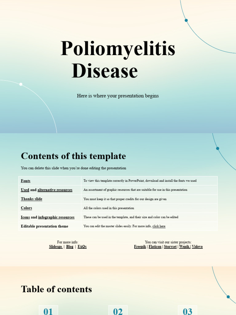 Poliomyelitis Disease by Slidesgo | PDF | Medical Diagnosis | Chronic Condition