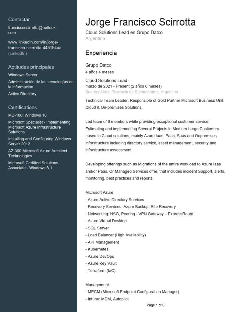 CV FS | PDF | Servidor Microsoft Exchange | Microsoft Office