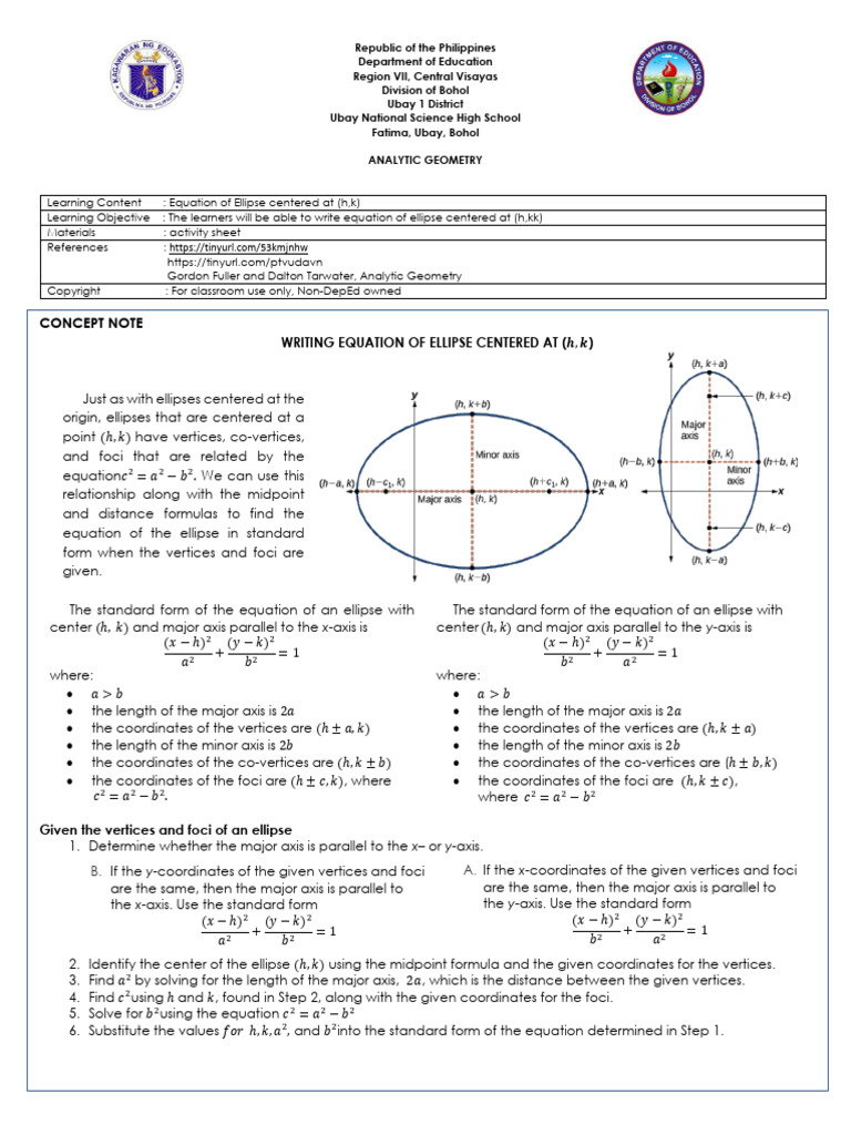 Einstein Analytic Geometrymonday Tuesday Pdf Ellipse Cartesian Coordinate System 
