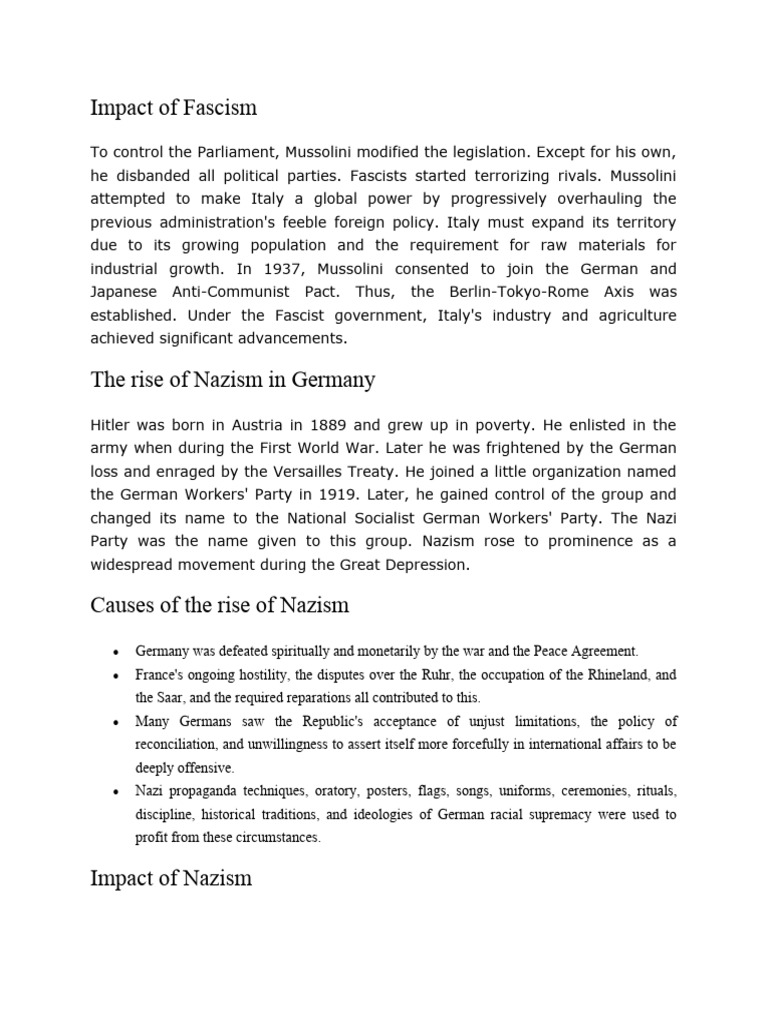 Impact of Fascism | PDF | Nazi Germany | Fascism