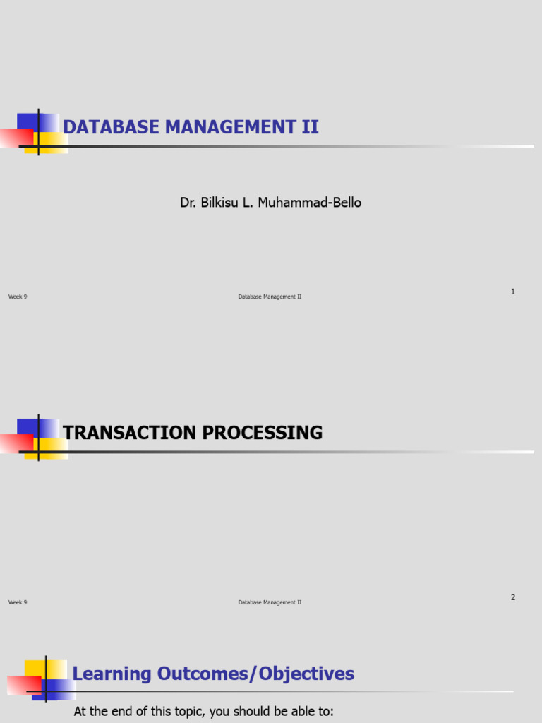 WK9 - Transaction Processing | PDF | Database Transaction | Databases