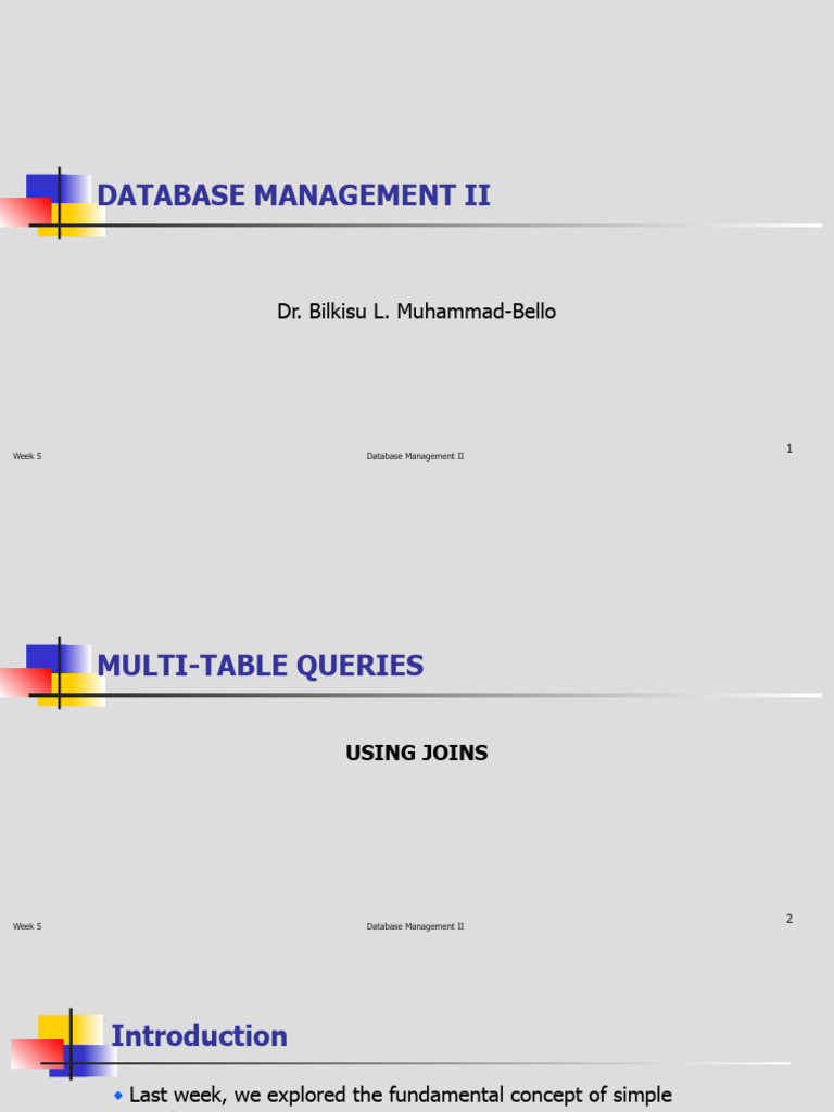 WK5 Multi-Table Queries | PDF | Table (Database) | Data Management