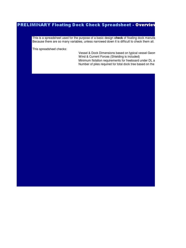Floating Dock Design Check Spreadsheet | PDF | Beam (Nautical) | Deep ...