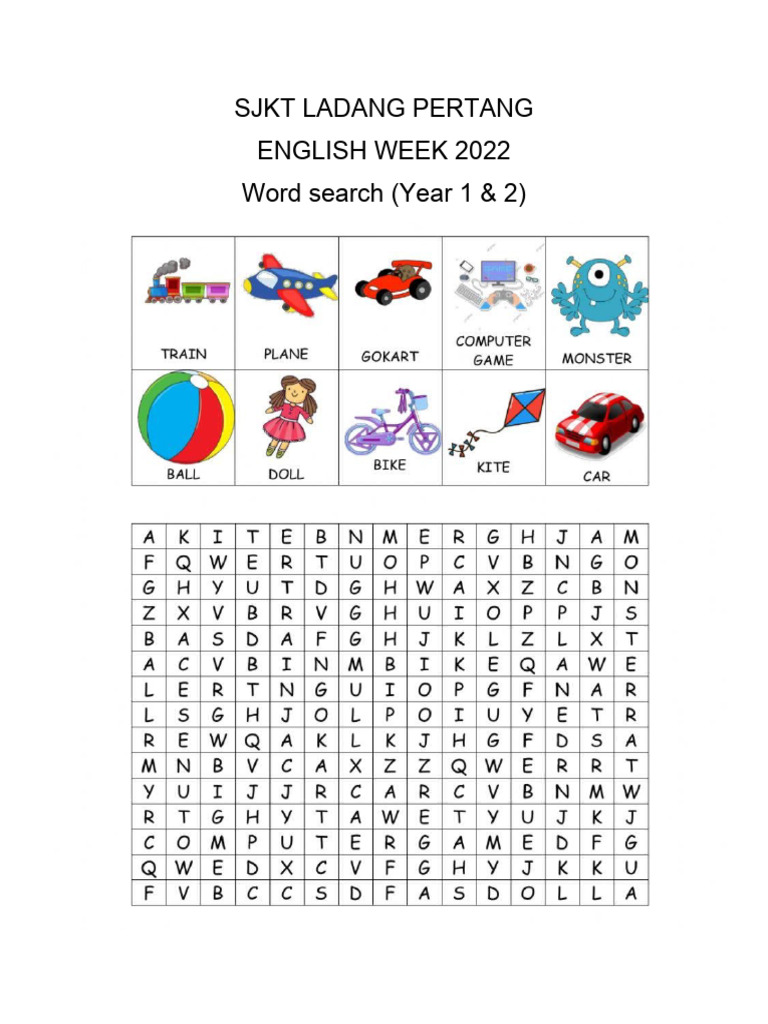 SJKT Ladang Pertang English Week Word Searches | PDF