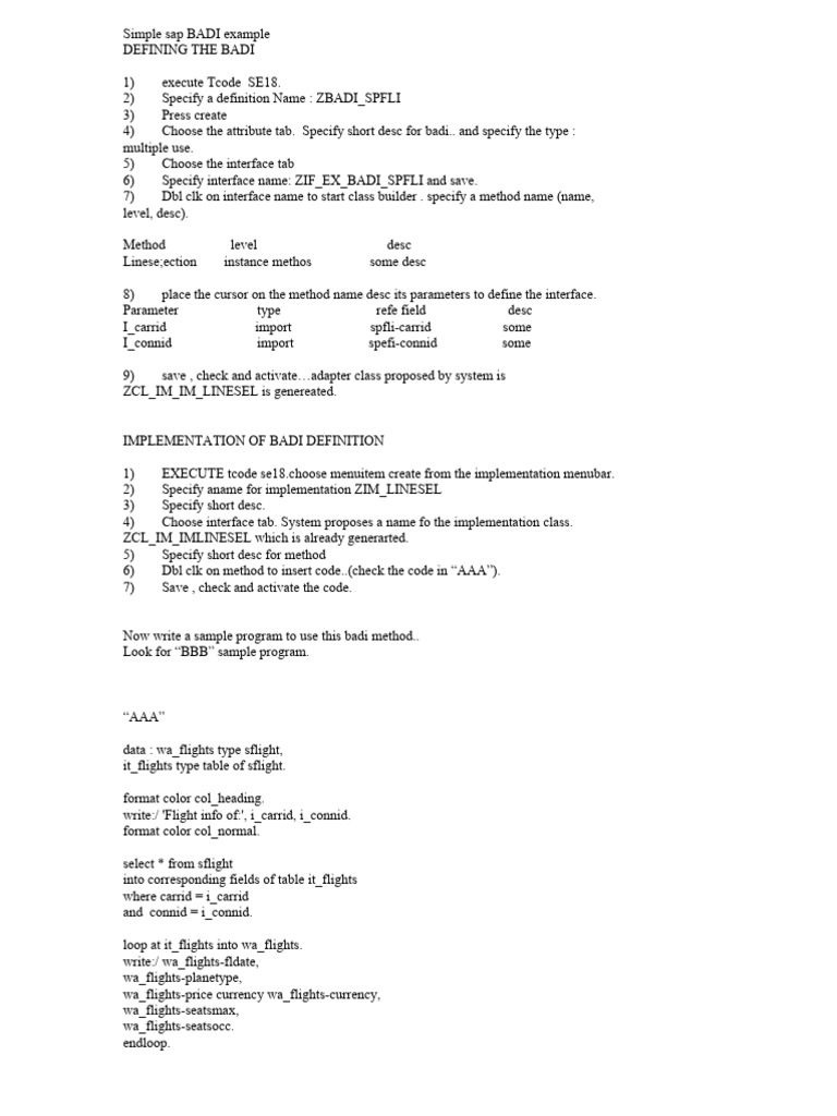 Simple Sap BADI Example (STEP) | PDF | Interface (Computing) | Computer Programming