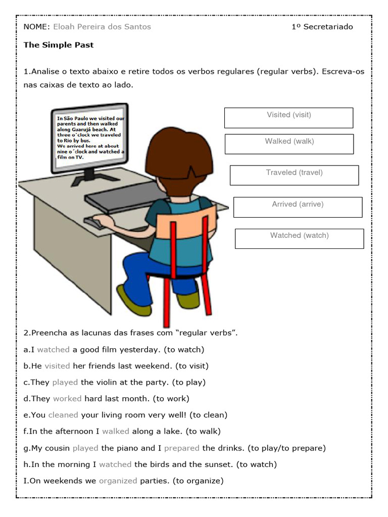 Simple Past Exercises with Answers | PDF | Syntax | Language Mechanics