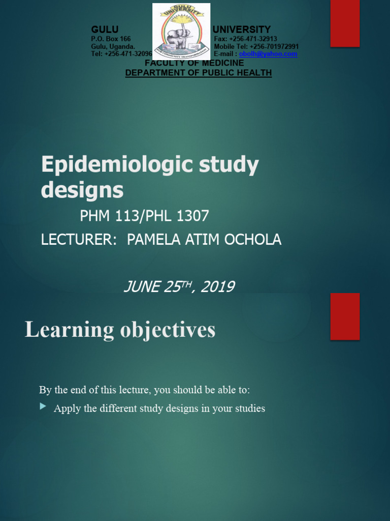 Epidemiological Study Designs Overview | PDF | Cohort Study | Relative Risk
