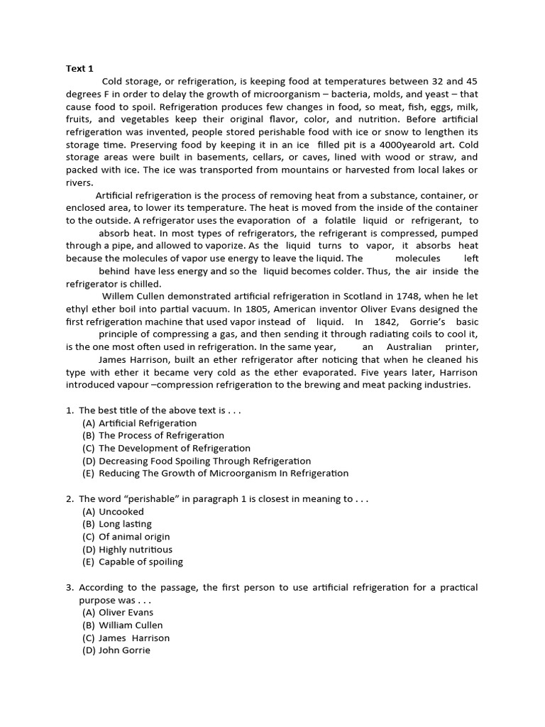 Soal Lat Literasi B Ing 4 | PDF | Refrigeration | Dehydration