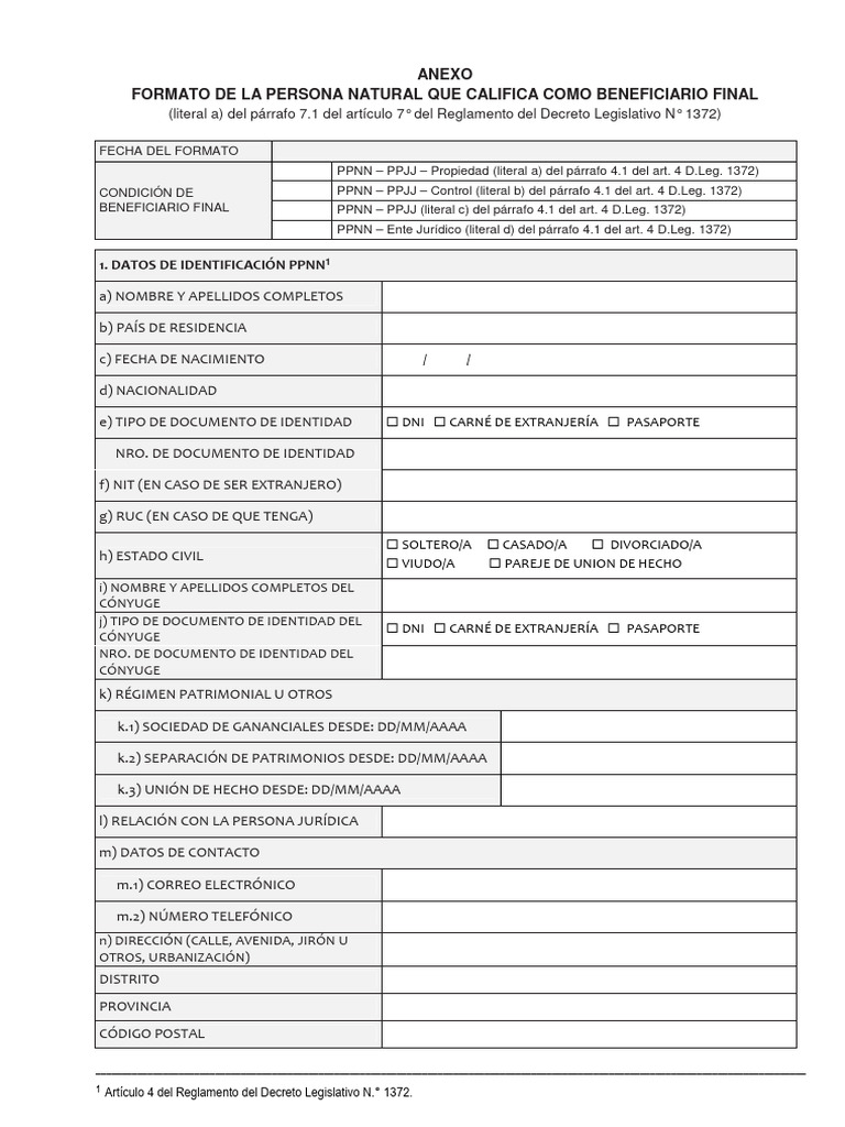 Anexo Beneficiario Final | PDF | Documento de identidad | Gobierno