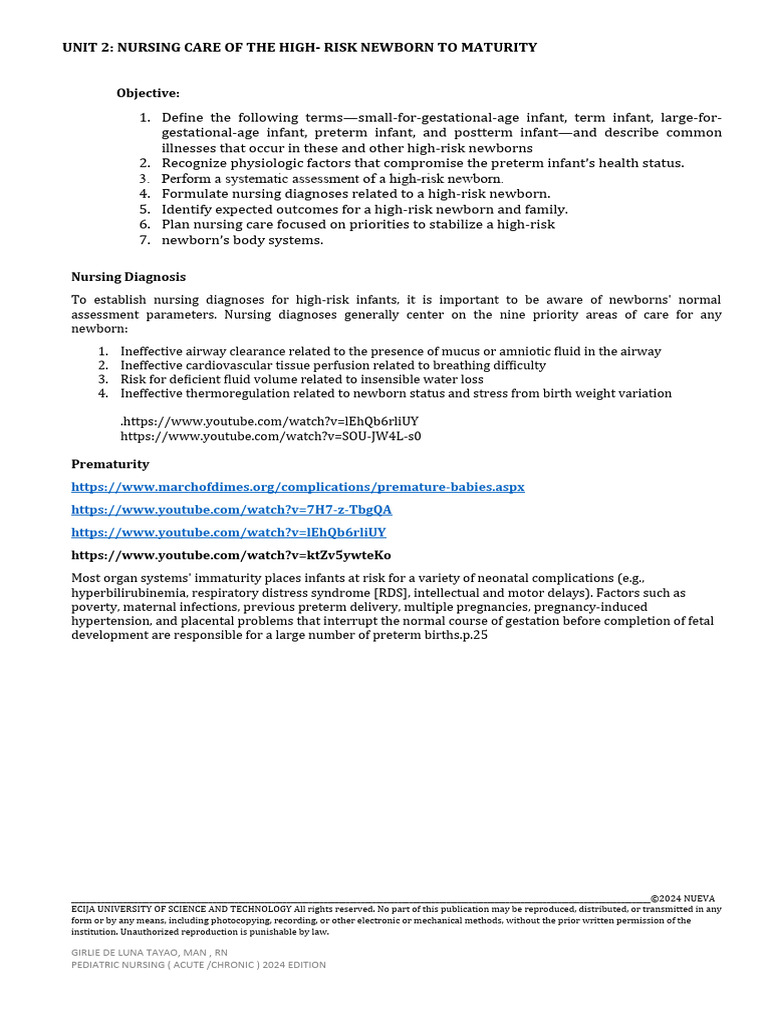 Unit 2 Care of Child .Edited | PDF | Childbirth | Fetus