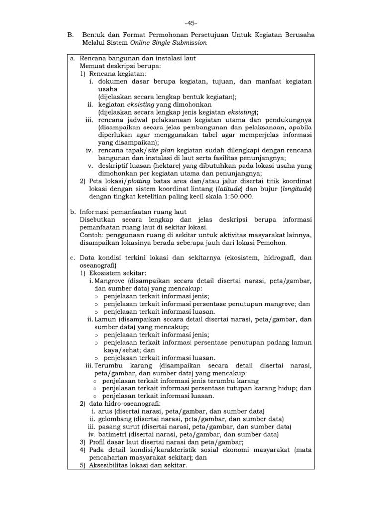 Format Permohonan PKKPRL Oss Berdasarkan Permen KP 50 | PDF