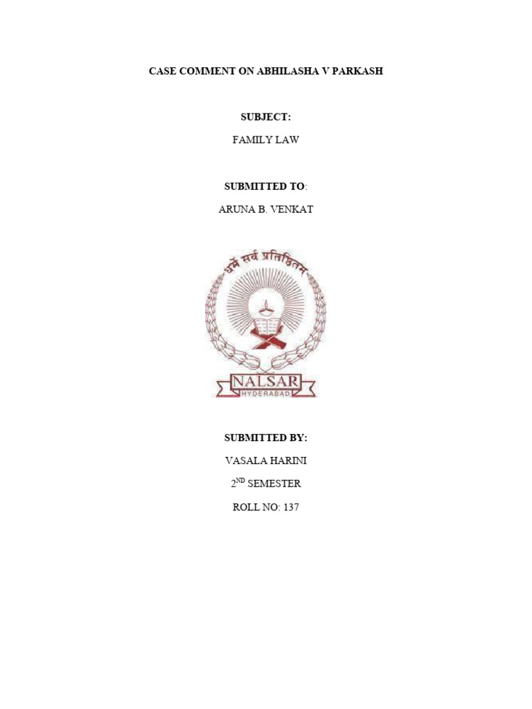 Case Comment On Abhilasha V Parkash | PDF | Judgment (Law) | Appeal