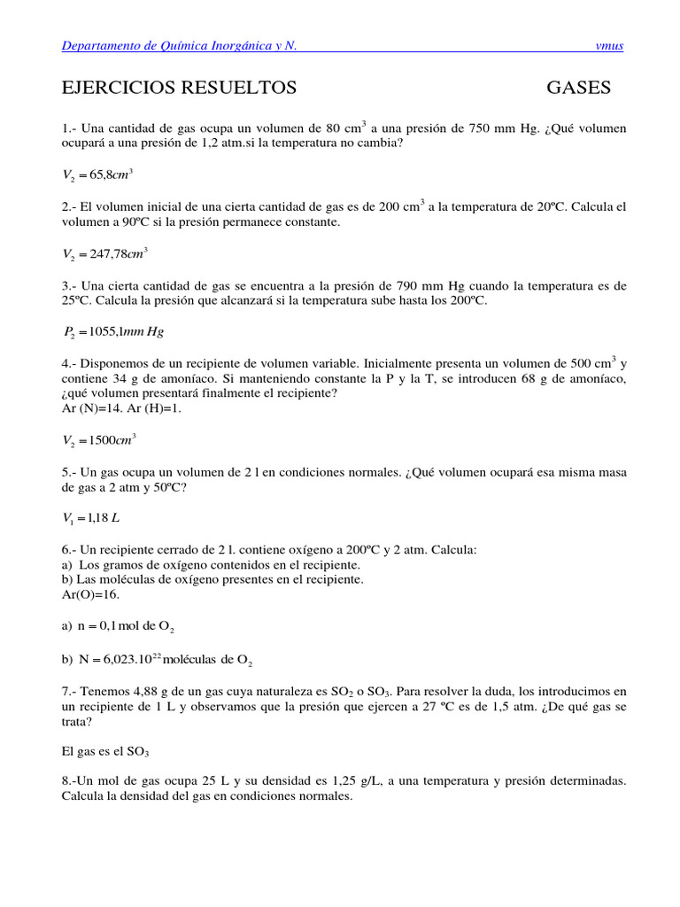 Gases Problemas01 | Descargar gratis PDF | Gases | Mole (Unidad)