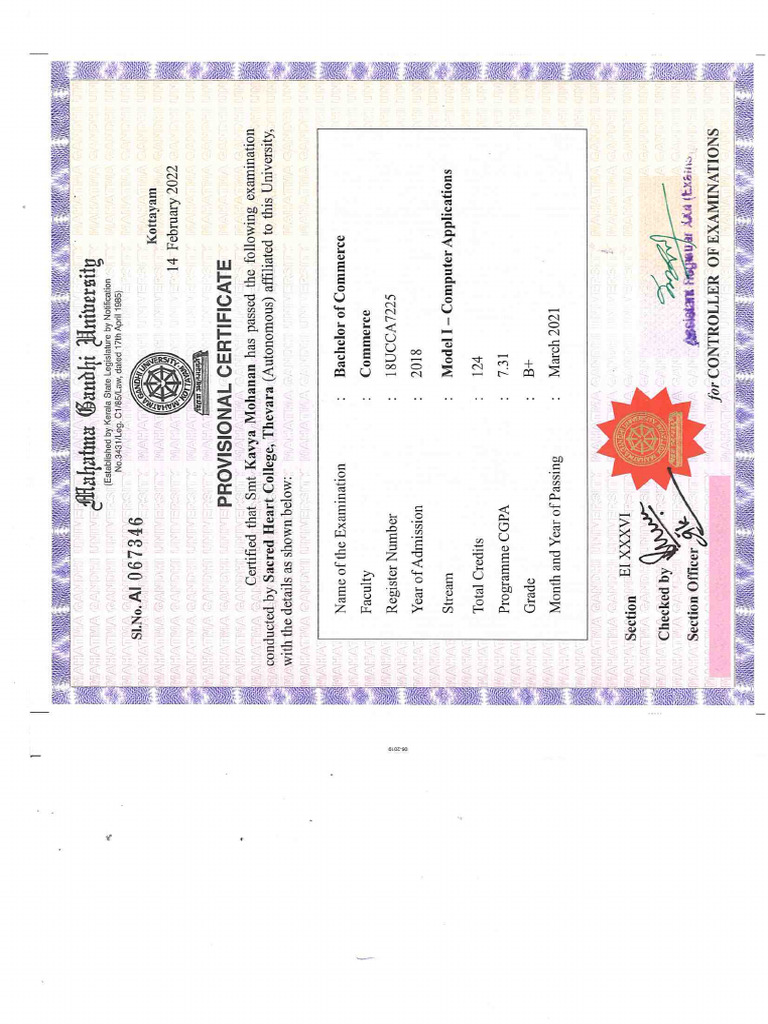 Provisional Certificate | PDF