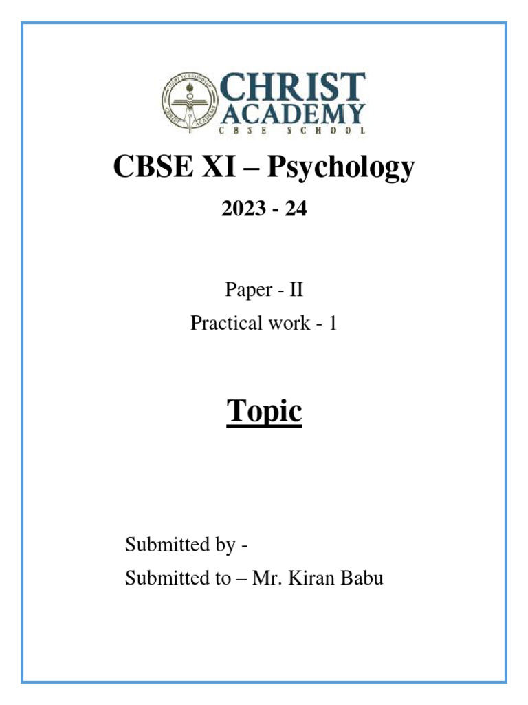 CBSE Practical Title Sheet-3 | PDF | Psychology