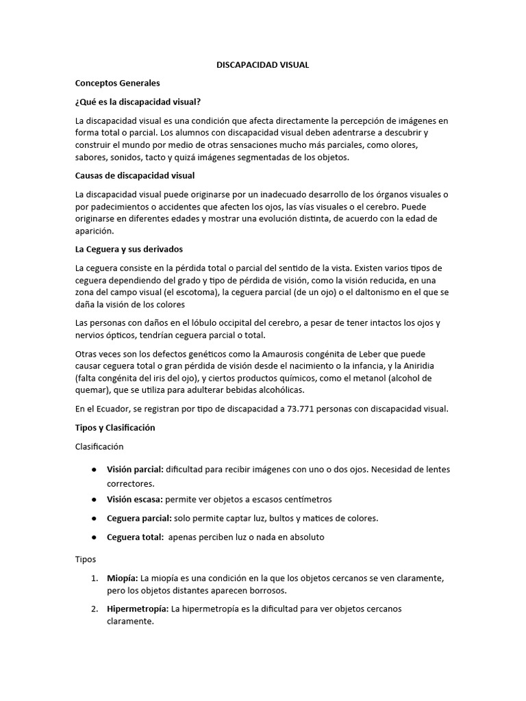Inclusión y Desafíos Visuales en Ecuador | PDF | Percepción visual ...