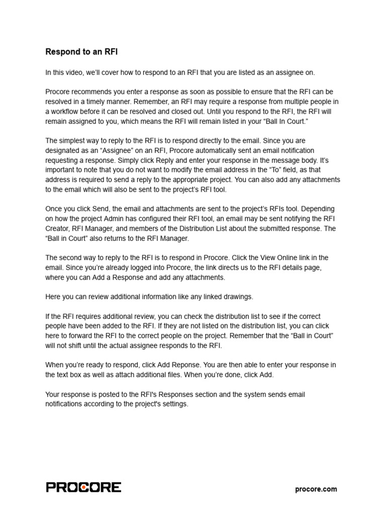 4 RFIs - Respond - To - An - RFI | PDF