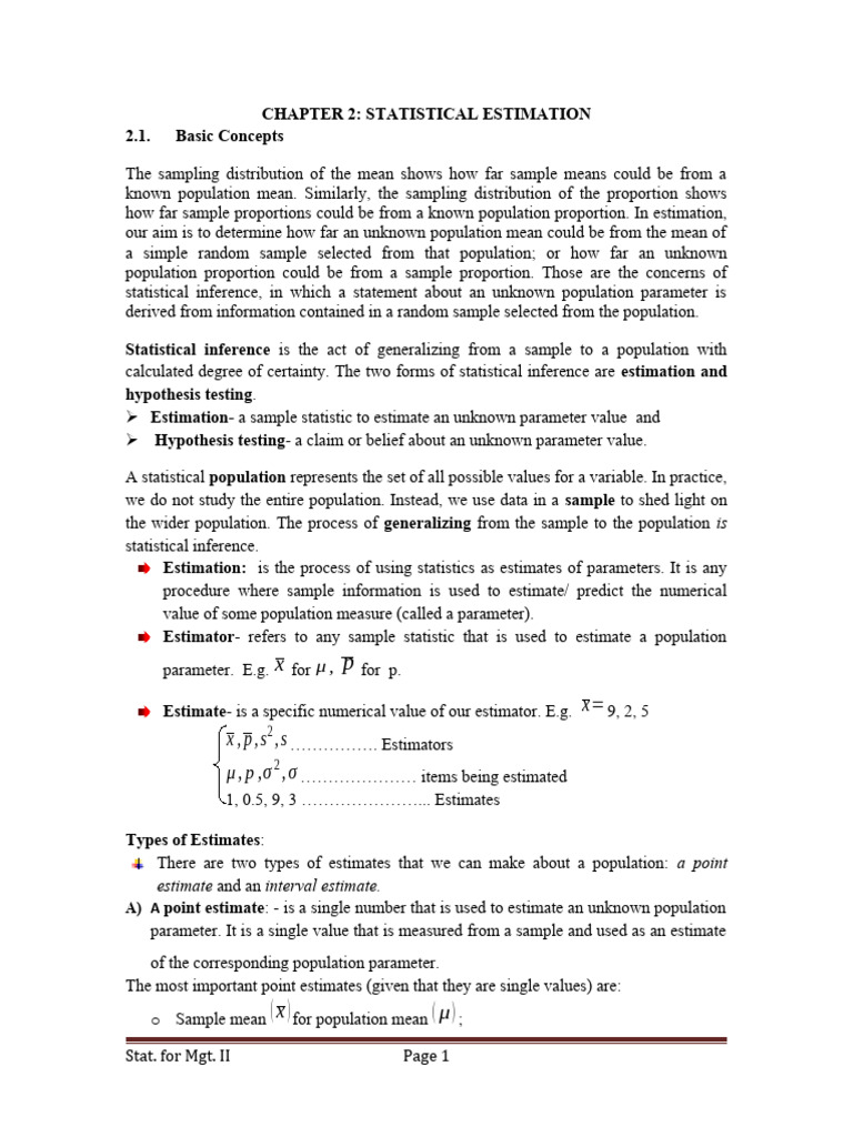 Cha 2 | PDF | Estimator | Statistics
