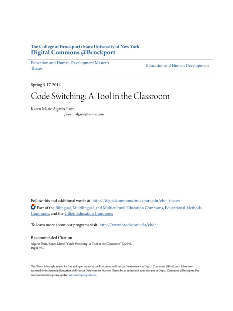 Code Switching for Educators | PDF | Second Language Acquisition ...