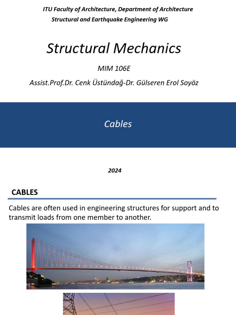 MIM 106E - Cables | PDF | Structural Analysis | Bending