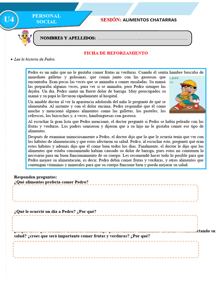 PS 3° - Ficha 19 de Junio | PDF | Alimentos | Refresco