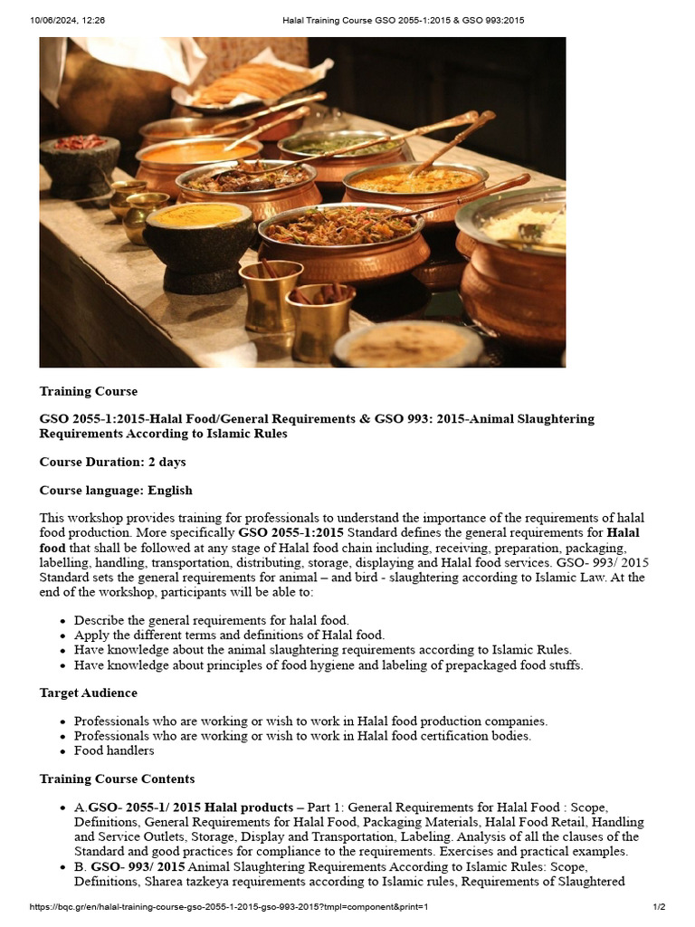 Halal Training: GSO 2055-1 & GSO 993 | PDF | Food Safety | Animal Slaughter