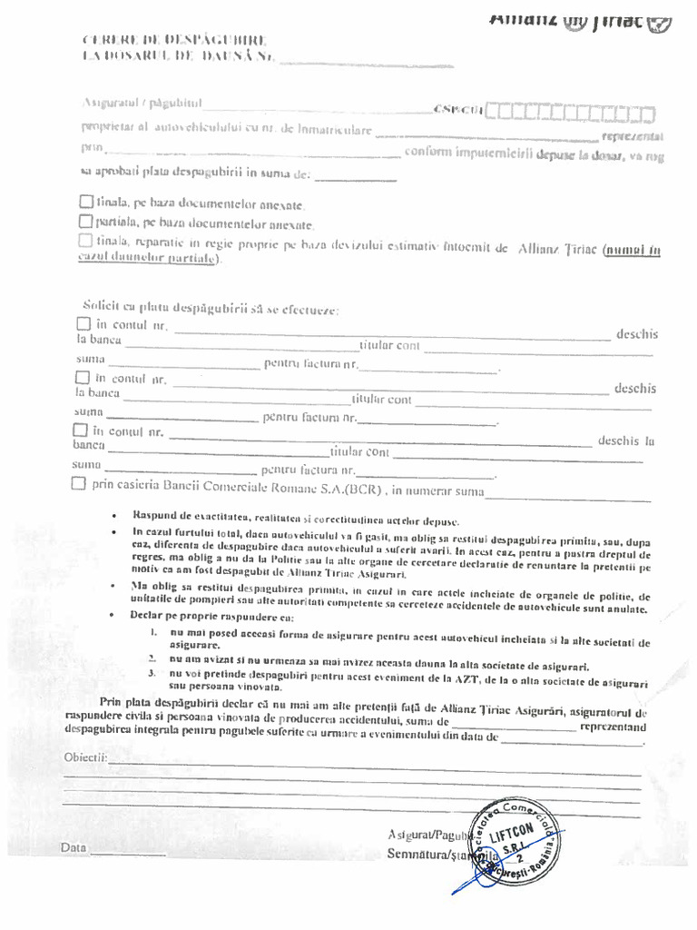 Formular Decontare | PDF