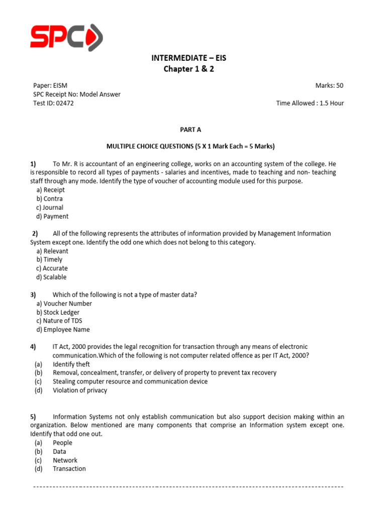EIS-SM Test 2 QP | PDF | Taxes | Information Technology
