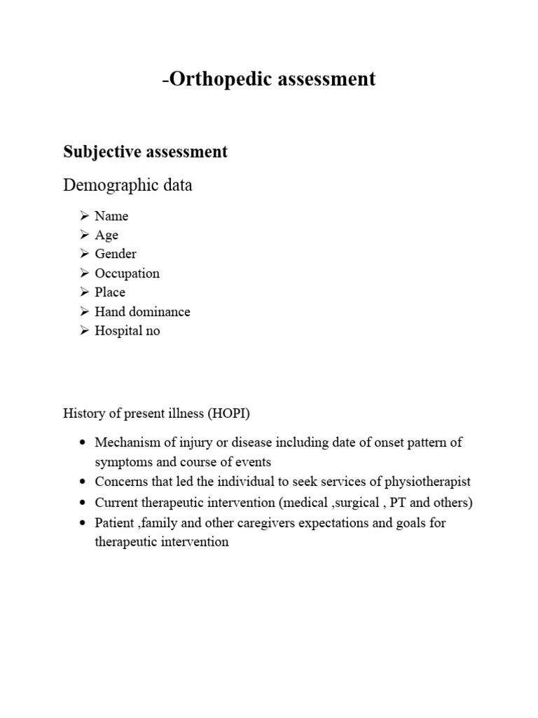 Orthopedic Assessment | Download Free PDF | Pain | Skin