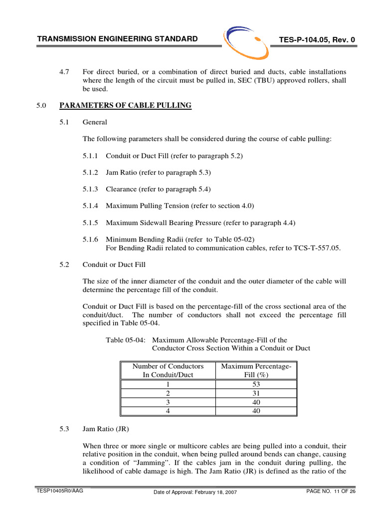 Cable Pulling Parameters and Standards | PDF | Manufactured Goods ...