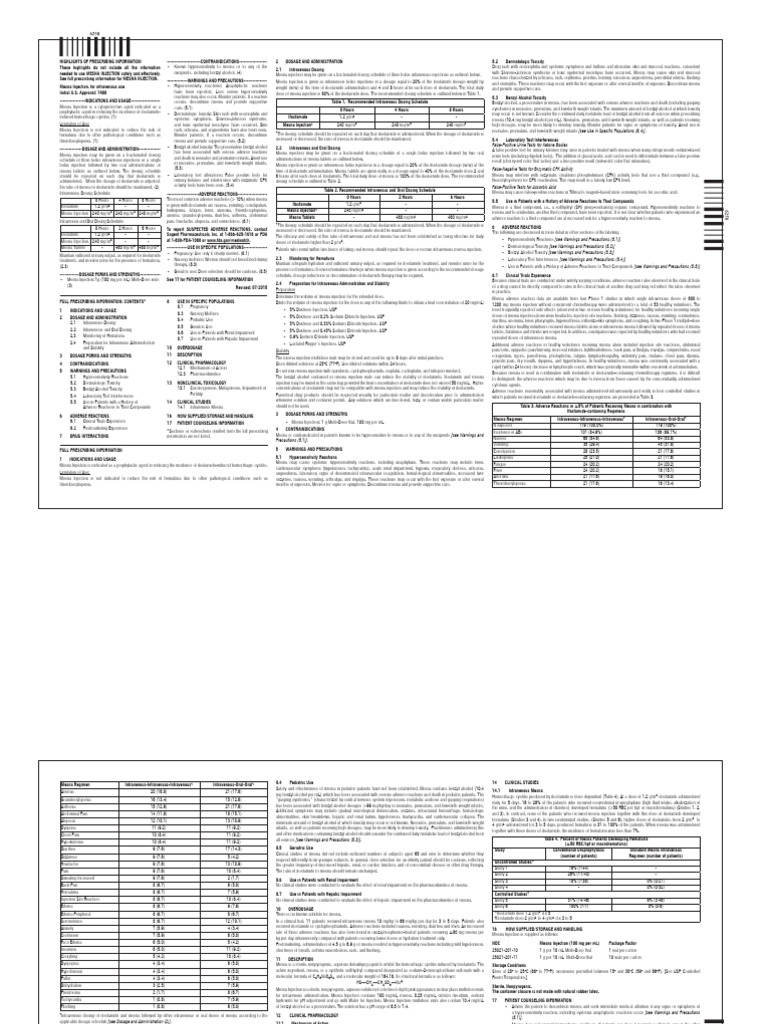 (Oral) Mesna - PI | PDF | Dose (Biochemistry) | Chemistry
