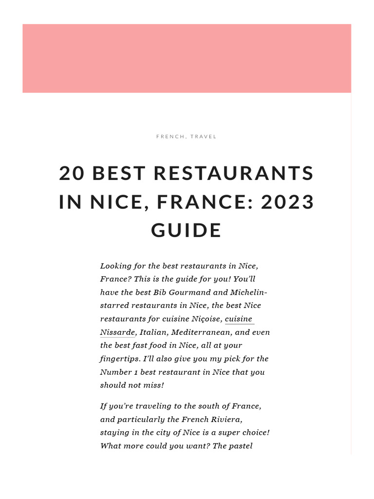 20 Best Restaurants in Nice, France - 2023 Guide - Chef Denise | PDF ...