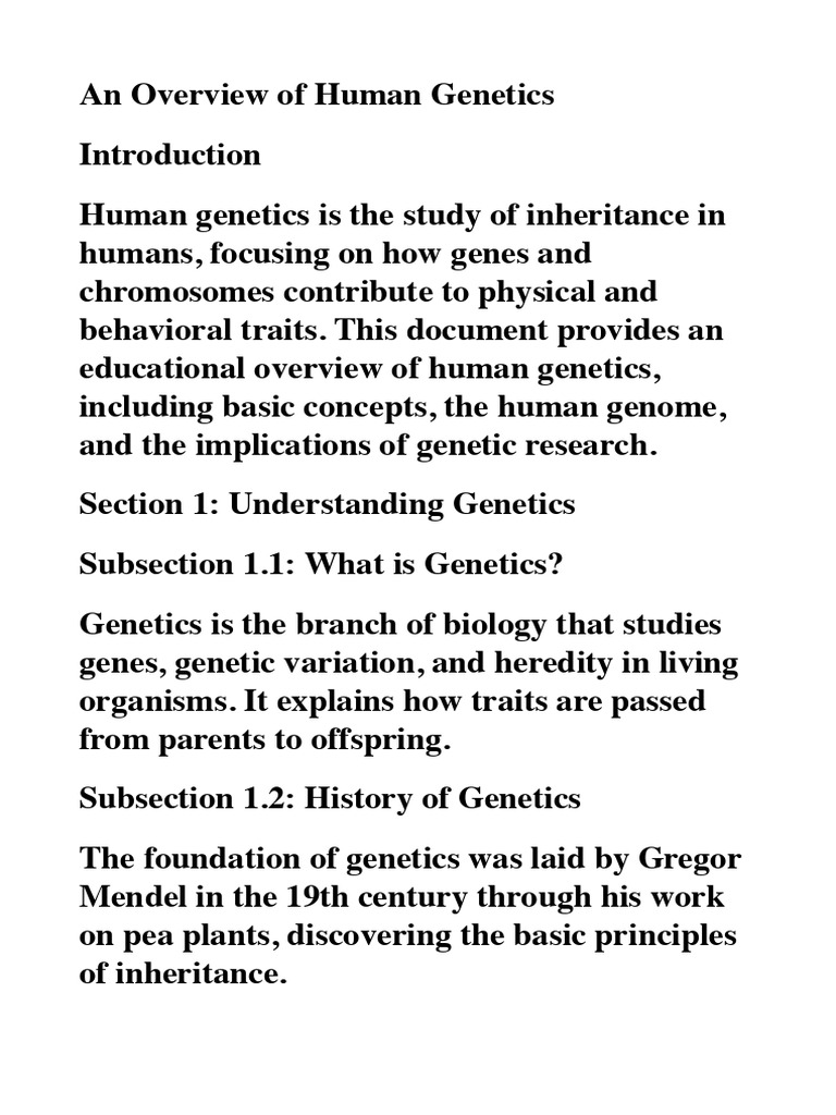 An Overview of Human Genetics | PDF | Genetics | Heredity