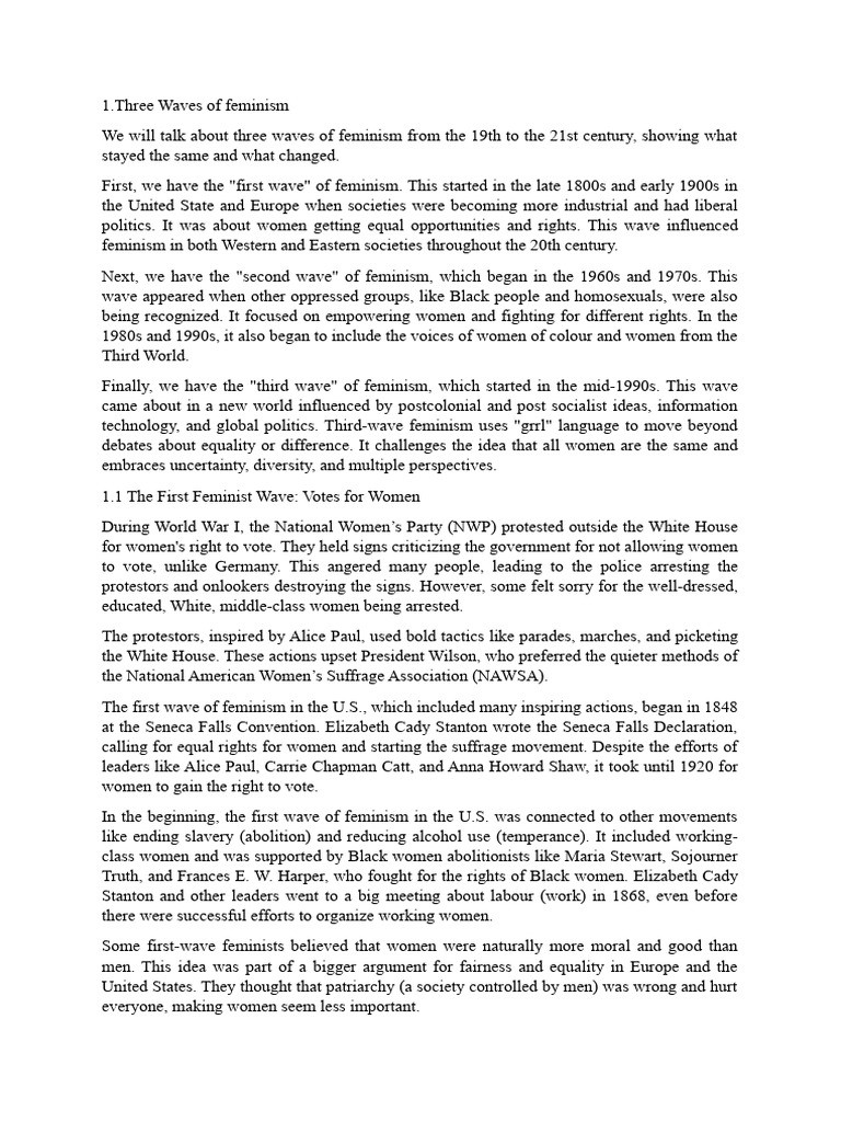 Three Waves of feminism | Download Free PDF | Gender Studies | Feminism
