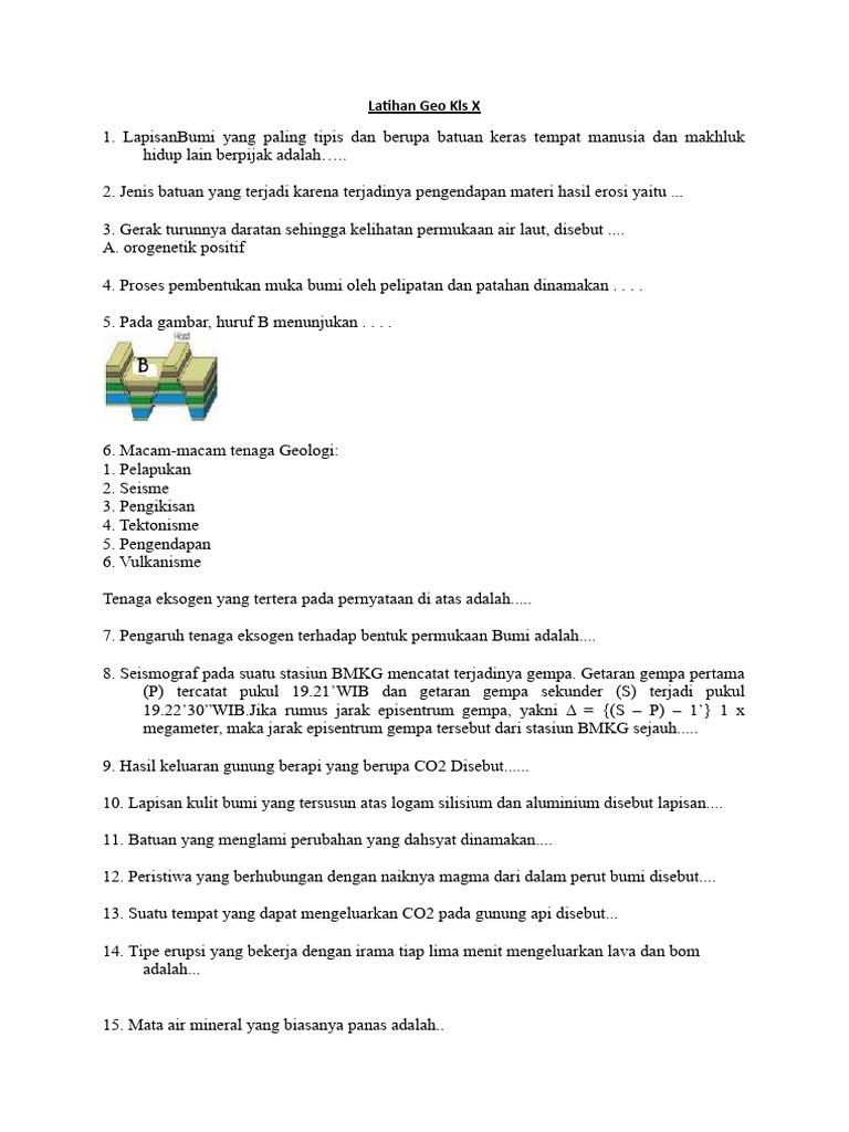 Latihan Geo Kls X | PDF | Ilmu Sosial