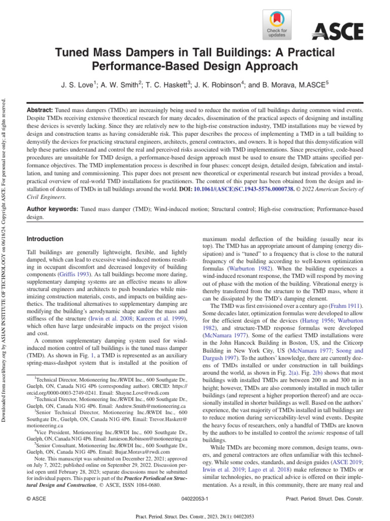 Practical TMD Design for Tall Buildings | PDF | Multistage Rocket | Damping
