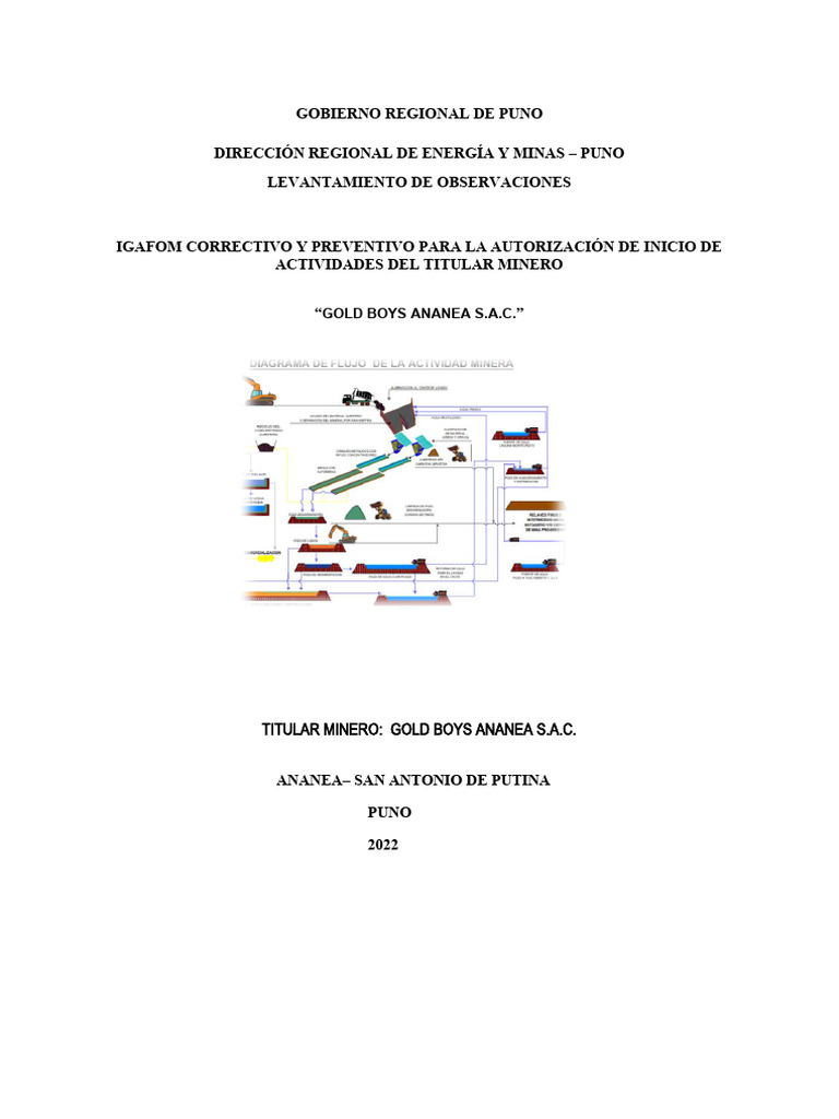 Observaciones IGAFOM Gold Boys Ananea S.A.C. | PDF | Minería | Entorno ...