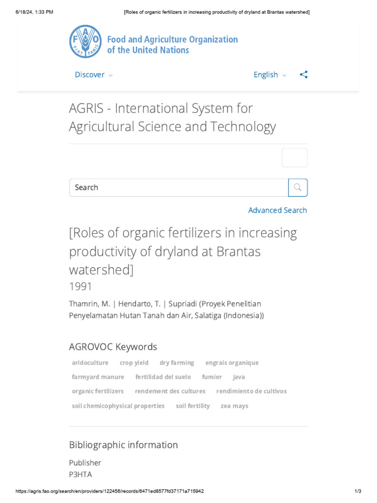 [Roles of Organic Fertilizers in Increasing Productivity of Dryland at ... [Roles of Organic Fertilizers in Increasing Productivity of Dryland at ...