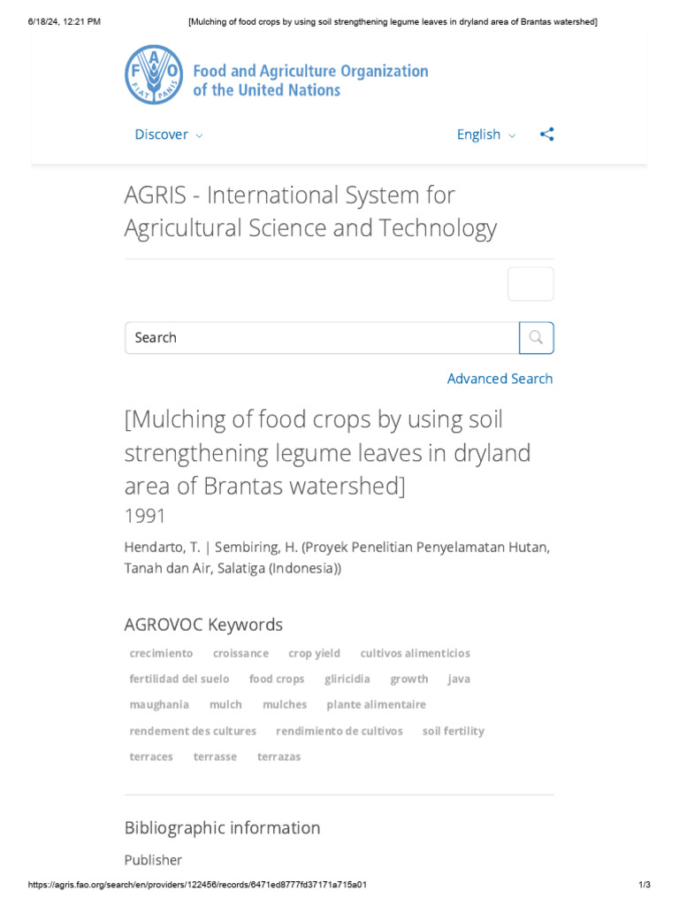 [Mulching of Food Crops by Using Soil Strengthening Legume Leaves in ...