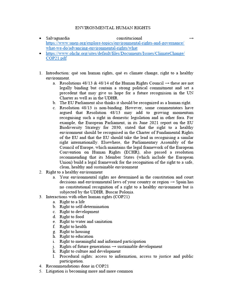 ENVIRONMENTAL HUMAN RIGHTS | PDF | Human Rights | European Union