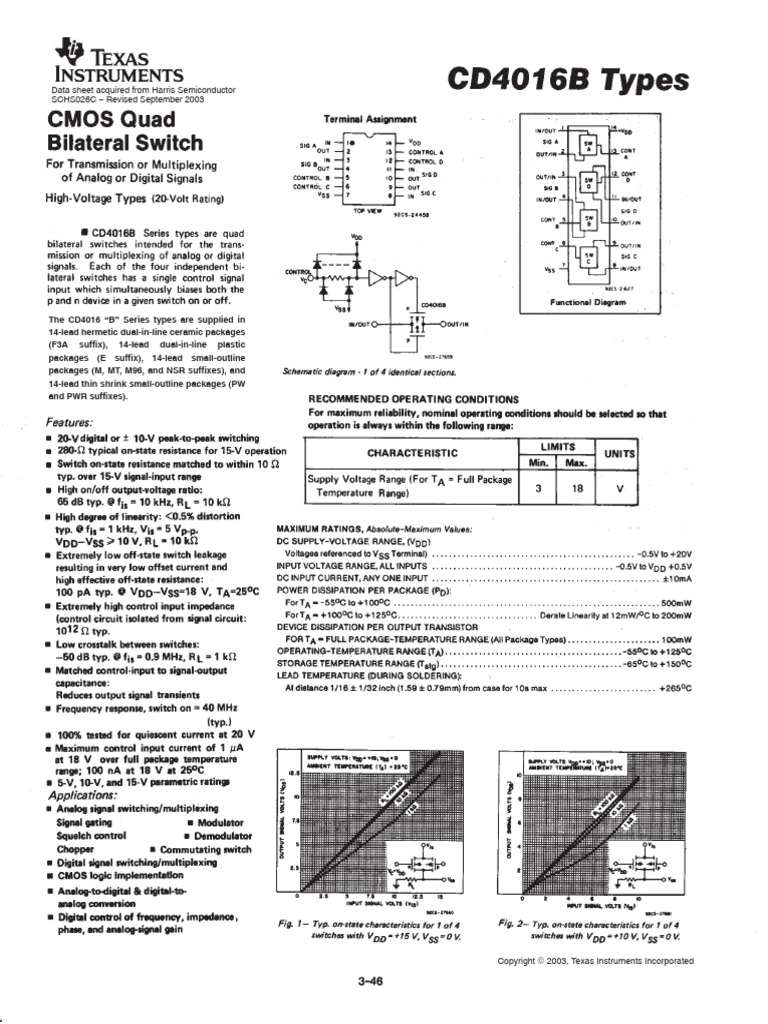 Data Sheet Acquired From Harris Semiconductor SCHS026C Revised September 2003 | PDF