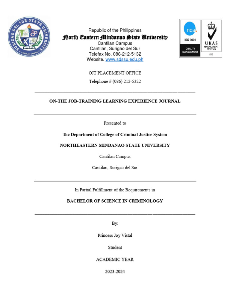 Vistal Final Ojt Narrative Journal | PDF | Career & Growth | Social Science