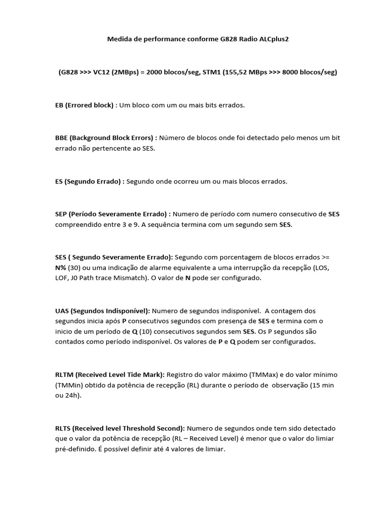 Radio ALCplus2 - Medidas de Performance G828 | PDF | Computadores