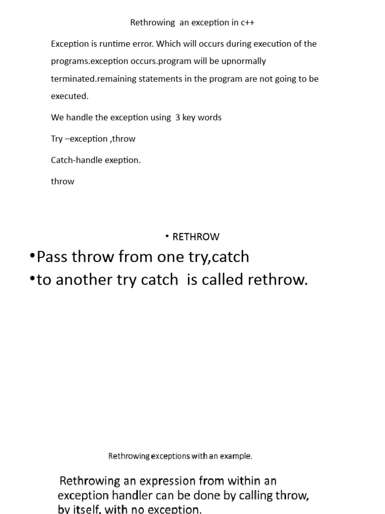 Rethrowing Exceptions With An Example | PDF | Computer Programming | Computer Engineering